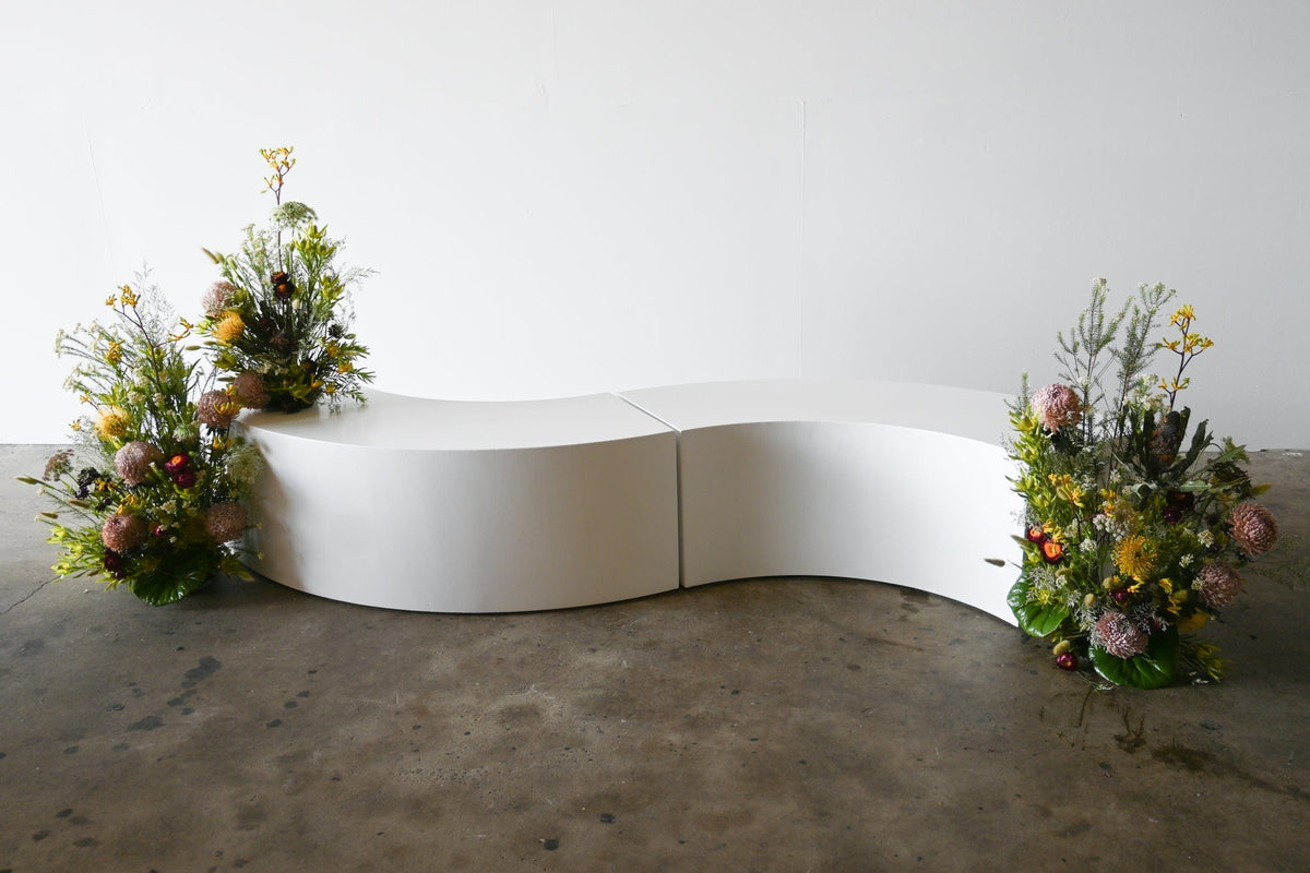 MR CURVED Plinth - WHITE 450mm H - PLINTH HIRE SYDNEY REGION - TIMBERMILL